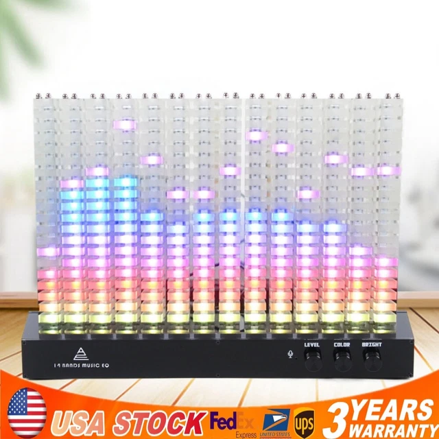 LED MUSIC SPECTRUM Display Analyzer Stereo Audio Level Indicator 14 ...