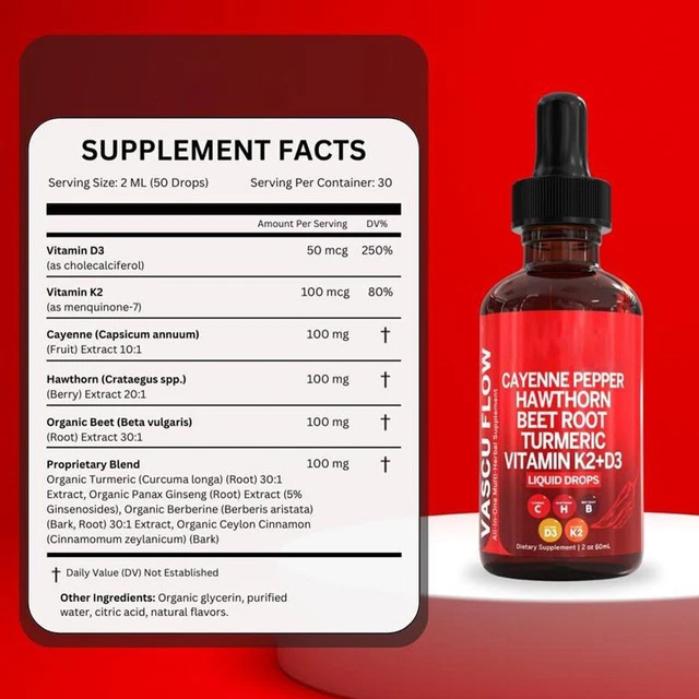 CAYENNE PEPPER HAWTHORN Beet Root Turmeric Vitamin K2+D3 Supplement drops £5.66 - PicClick UK