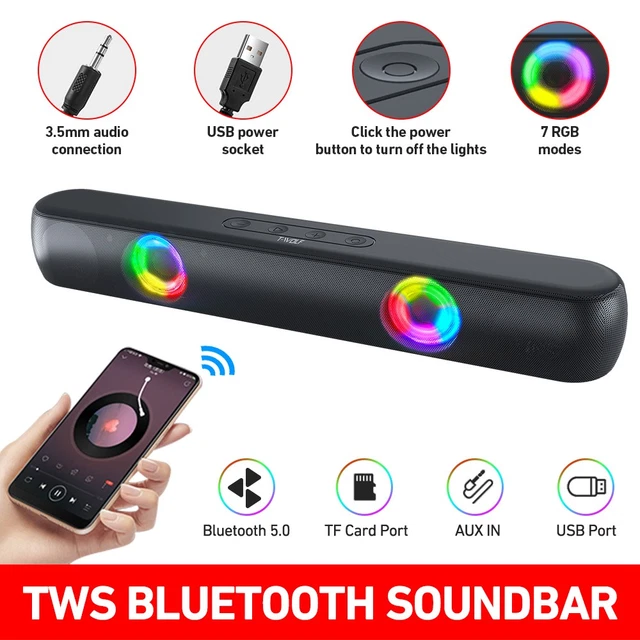 RGB GAMING COMPUTER Speakers Wired Bluetooth Subwoofer Stereo Audio For ...