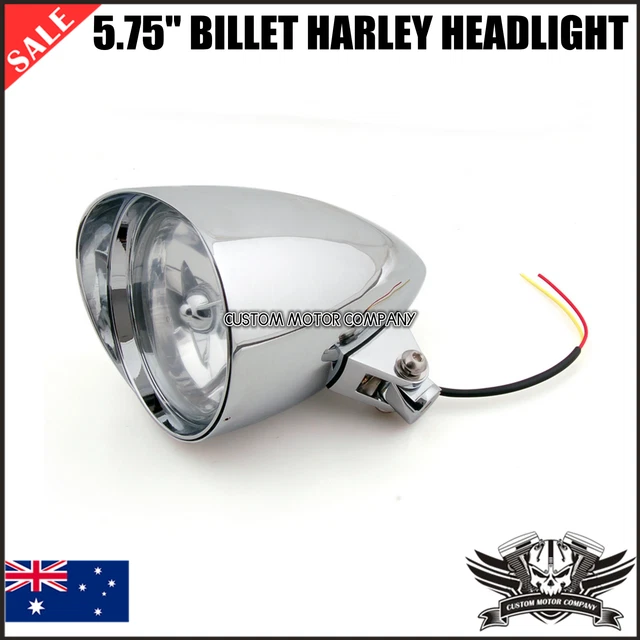 5.75& BILLET HEADLIGHT Chrome Harley Davidson Chopper Bobber Springer ...