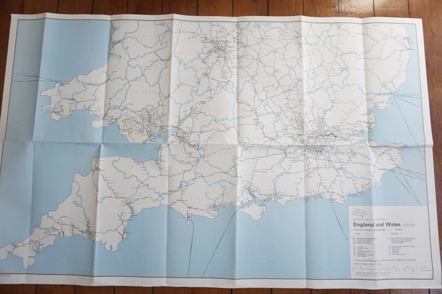 1968 BRITISH RAIL England & Wales South System Map Poster Railway inc ...