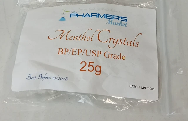 PREMIUM NATURAL MENTHOL Crystals 25g BP EP USP Grade Pure Aromatherapy ...