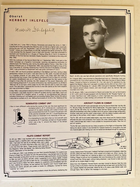 WW2 LUFTWAFFE INFORMATION Profile Signed Luftwaffe Pilot Herbert ...