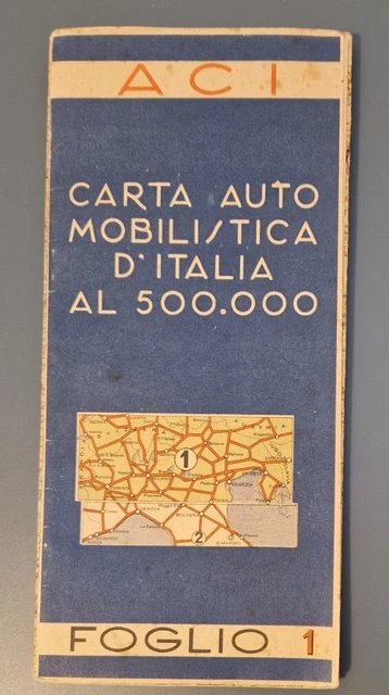 CARTA AUTOMOBILISTICA D’ITALIA ACI Foglio 1 Cartina Stradale Vintage ...