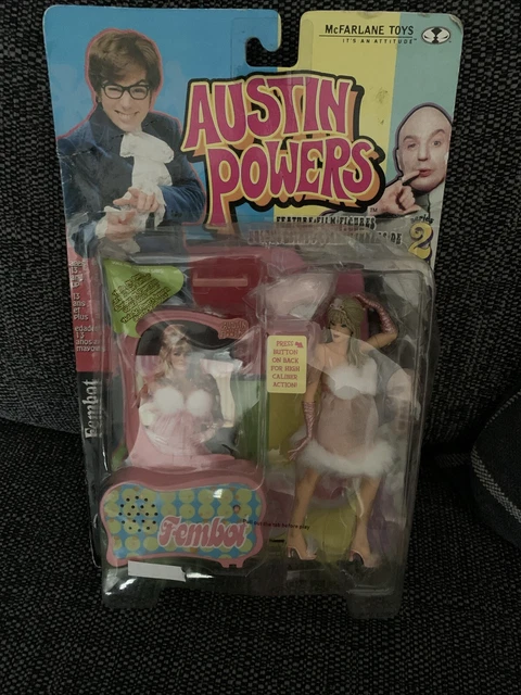 VINTAGE AUSTIN POWERS Figure- Fembot. McFarlane Toys- CRUSHED PACKAGING ...