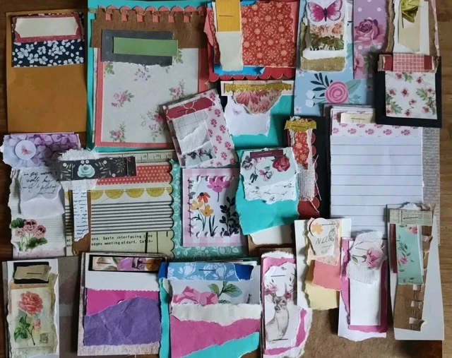 CRAFT BUNDLE*21 HANDMADE elements ephemera embellishments*Scrapbook ...