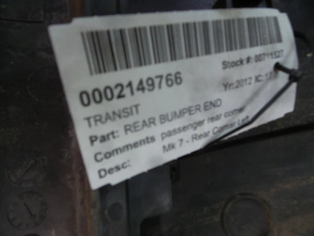 FORD TRANSIT REAR BUMPER END CAP Unknown Van 06-14 £38.00 - PicClick UK
