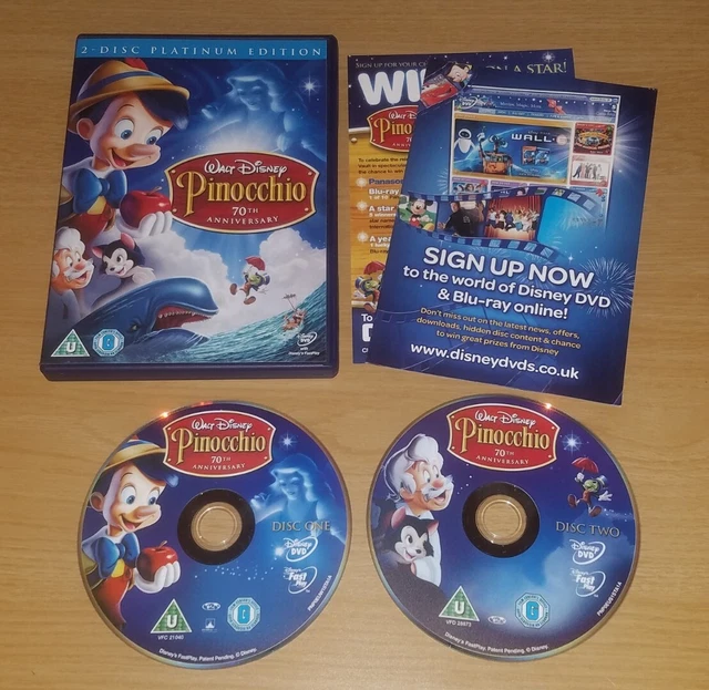 PINOCCHIO ( DVD ) Disney 2nd Animated Classic - 2 Disc Platinum Edition ...