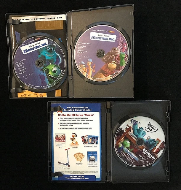 DISNEY'S PIXAR MONSTERS Inc & Monsters University set on DVD Kids ...