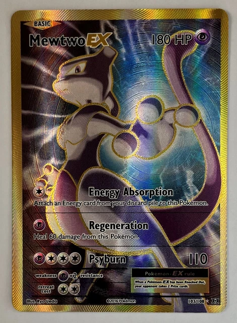 POKEMON CARD MEWTWO EX 103 Gold Full Art XY Evolutions Holo Rare NM EUR ...
