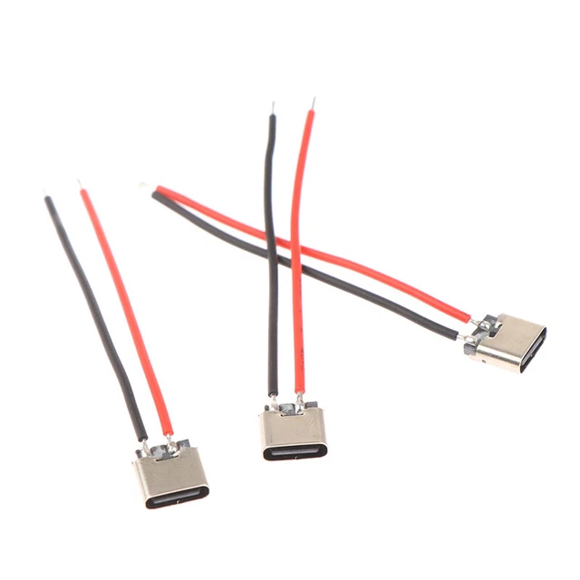 TYPE-C 2PIN SOLDERED female base with wire typec female 3A high current ...