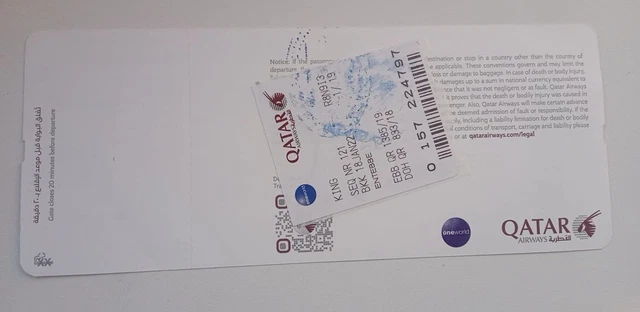 QATAR AIRWAYS FULL BOARDING PASS DOHA QATAR to ENTEBBE UGANDA £6.00 ...