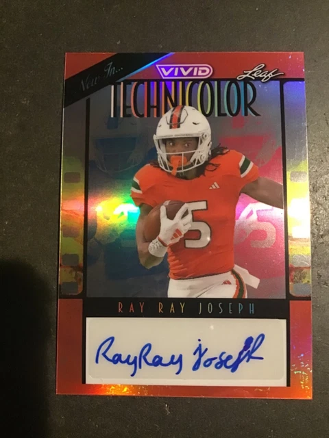 2024 LEAF VIVID Football Ray Joseph rouge prismatique Tecnicolor Auto ...