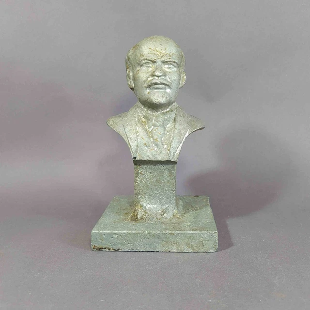 ORIGINAL USSR RUSSIAN BIG FIGURINE LENIN STATUE BUST Metal Sculpture ...