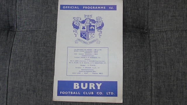 BURY V LEYTON Orient 8Th September 1964 £1.50 - PicClick UK