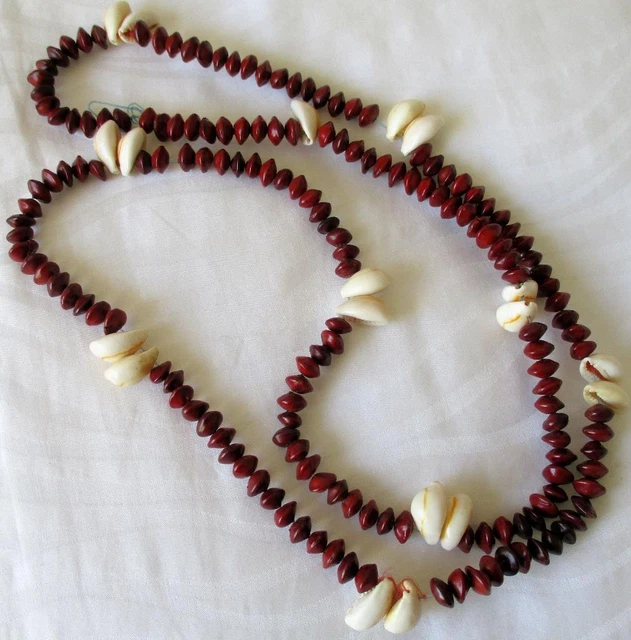 VINTAGE NORTH AUSTRALIAN Aboriginal Red Bead Tree Seeds & Cowrie Shells ...