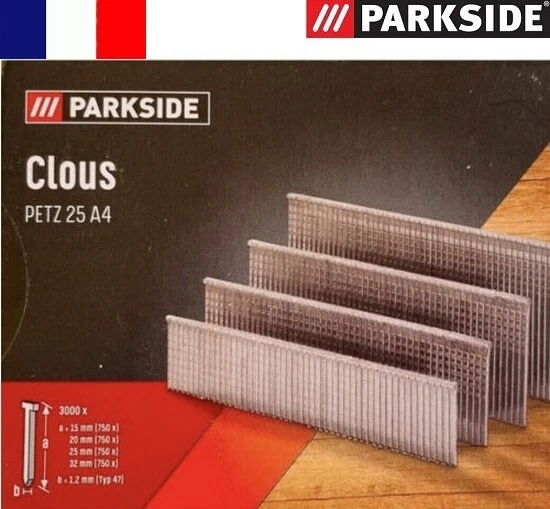 PARKSIDE® CLOU POINTE 15 20 25 32mm 3000pcs pour agrafeuse cloueuse ...