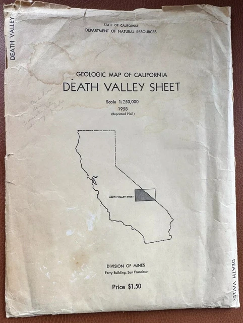 GEOLOGIC MAP OF California 1958 Death Valley Sheet. Nr. 19. 1 : 250 000 ...