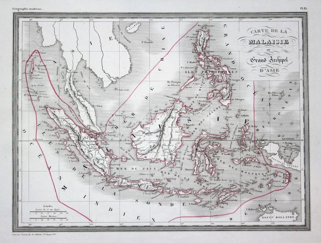 1837 MALESIA MALESIA Asia Asia mappa mappa mappa incisione su rame ...
