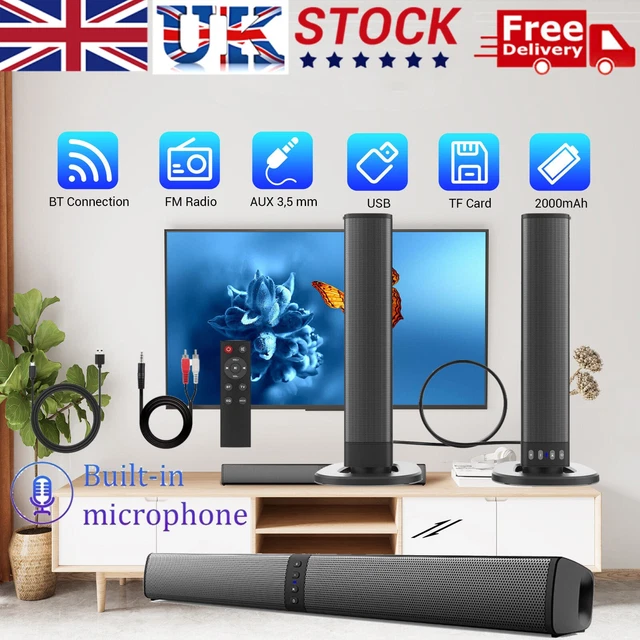 SPLIT TV SOUNDBAR Subwoofer Speaker Bluetooth Sound Bar TF/FM/AUX Home ...