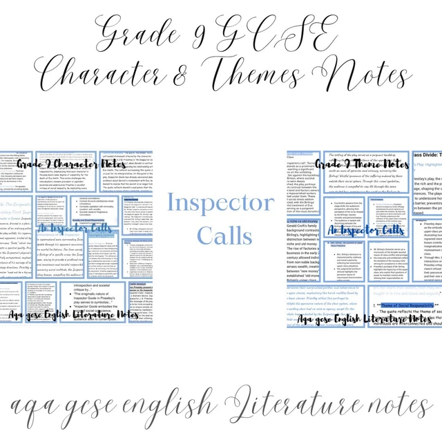 GCSE GRADE 9 An Inspector Calls CHARACTER & THEMES Set **READ ...