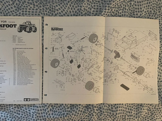 TAMIYA ORIGINAL EXPLODED Diagram Parts List Service guide Blackfoot ...