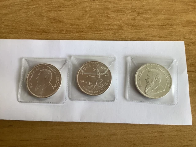 2023 SOUTH AFRICAN Krugerrand 1oz Silver Coin x 3 (a*) £100.00 ...