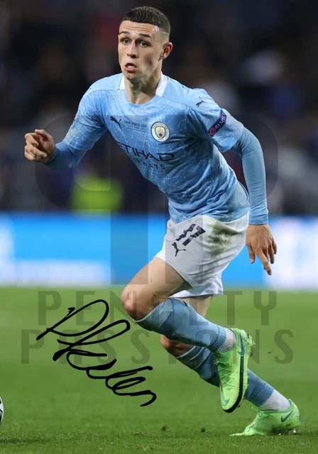 PHIL FODEN SIGNED MANCHESTER CITY Poster Printed Photo Autograph 6x4 21 ...