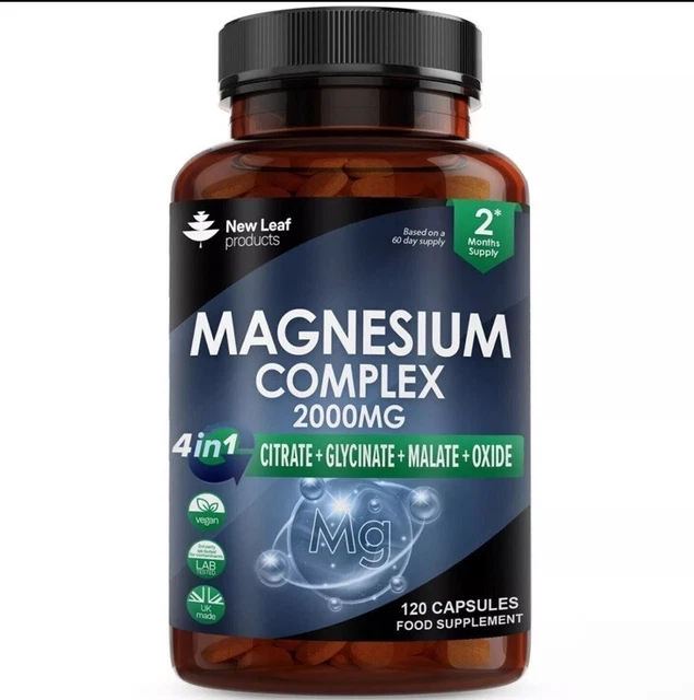 MAGNESIUM GLYCINATE 4-IN-1 Complex 2000mg - High Strength Magnesium ...
