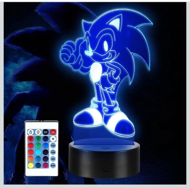 SONIC THE HEDGEHOG 3D Illusion LED Light Lamp 16 Colours + Remote ...