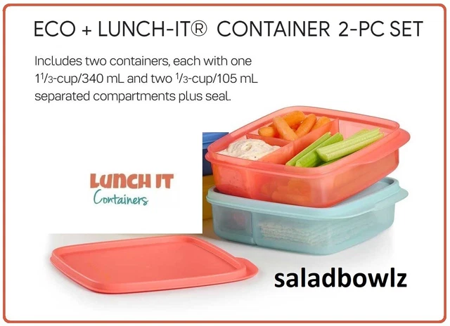 TUPPERWARE NEW ECO+ LUNCH-IT DIVIDED CONTAINER 2 PC SET Pair 2 ...