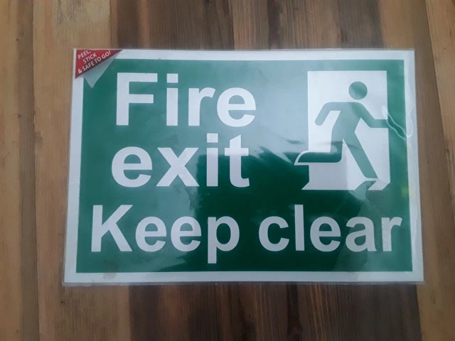 FIRE EXIT KEEP Clear Self Adhesive Plastic Sign/Sticker 300mm x 200mm £ ...