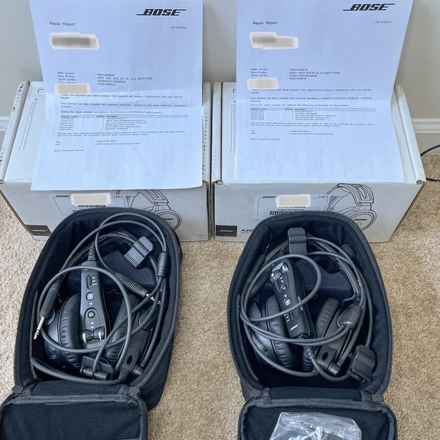 2X FACTORY REFURBISHED Bose A20 ANR Aviation Headsets Dual GA Plugs w ...