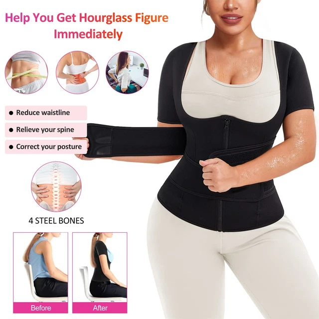 WAIST TRAINER CORSET Trimmer Belt Neoprene Sauna Sweat Suit Zipper Body ...