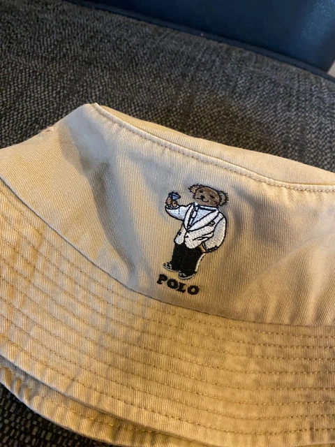 POLO RALPH LAUREN Adult Size Beach Teddy Bear Bucket Hat Cap Beige ...