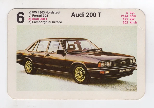 TOP TRUMPS RALLY car. Audi 200 T $4.99 - PicClick AU