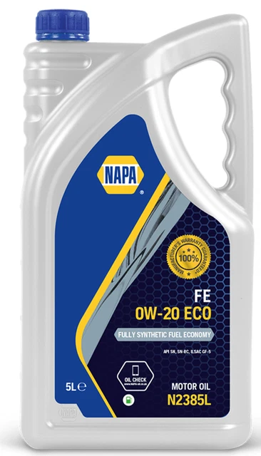 5L NAPA 0W20 FE Fully Synthetic Fuel Economy Engine Oil API-SN SN-RC ...
