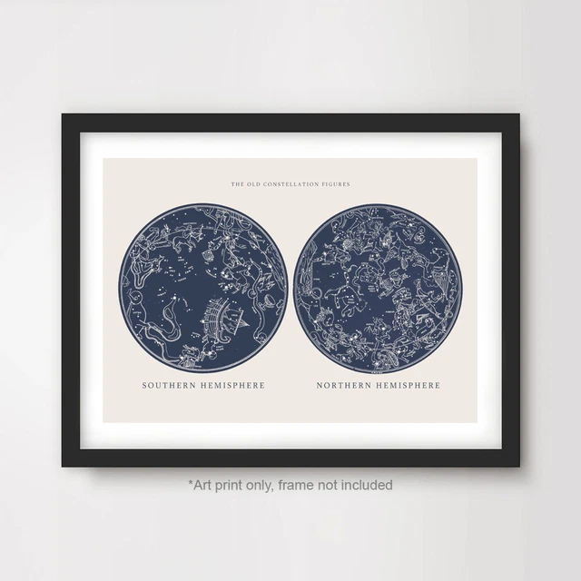 CONSTELLATIONS ZODIAC STAR MAP CHART Art Print Poster Celestial Outer ...