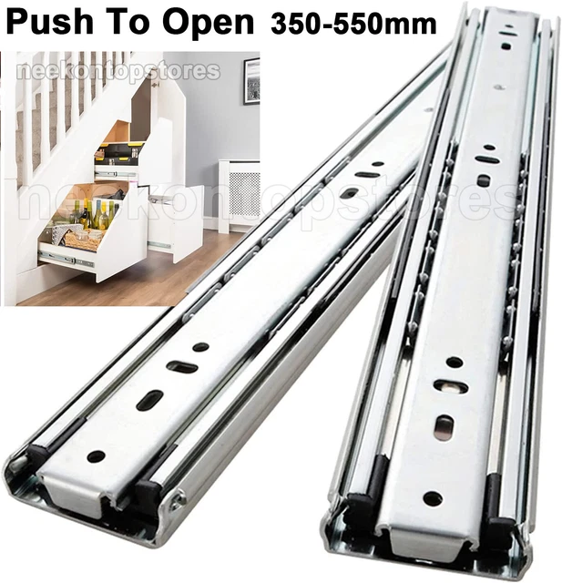 PUSH TO OPEN Heavy Duty Ball Bearing Drawer Runners Glides Slides Full ...