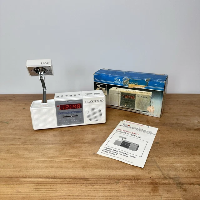 BINATONE MOONTIME MK3 3 Band LED Electronic Clock Radio & Lamp Vintage ...