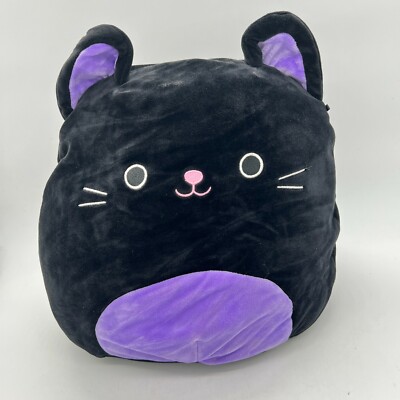 SQUISHMALLOW AUTUMN THE Black Cat 12” Purple Halloween Rare Soft Plush ...