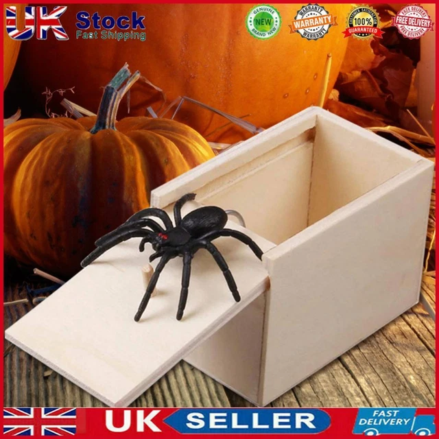 WOODEN PRANK SPIDER Scare Box Scary Box Harmless Kids Adult Halloween ...