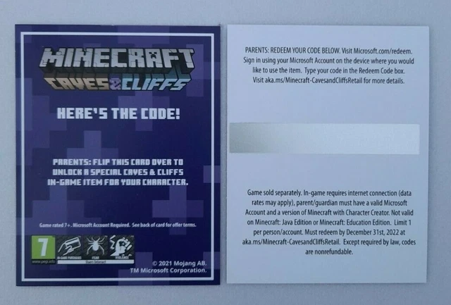 MINECRAFT CAVES & Cliffs Exclusive Code Card New! £4.90 - PicClick UK