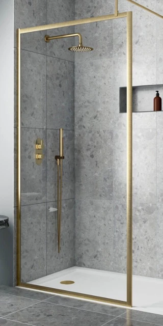 WALK IN WET Room Shower Screen Enclosure Gold Frame £75.00 - PicClick UK