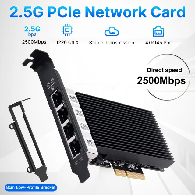 GIGABIT QUAD RJ45 port NIC with Intel I226 Chip Network Card Ethernet ...