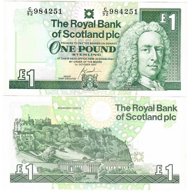SCOTLAND 1 POUND 2001 UNC Royal Bank of Scotland RBS $4.00 - PicClick CA
