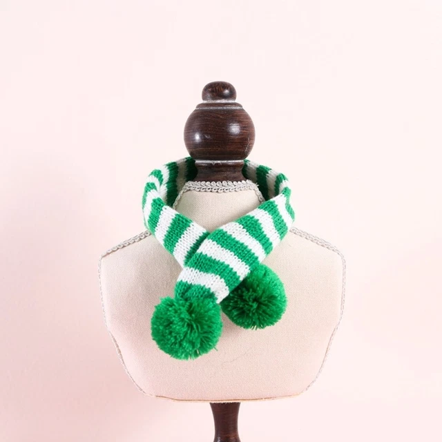 DOG KNITTED SCARF Pet Christmas Costumes Cats Collar with Cute Pom Pom ...