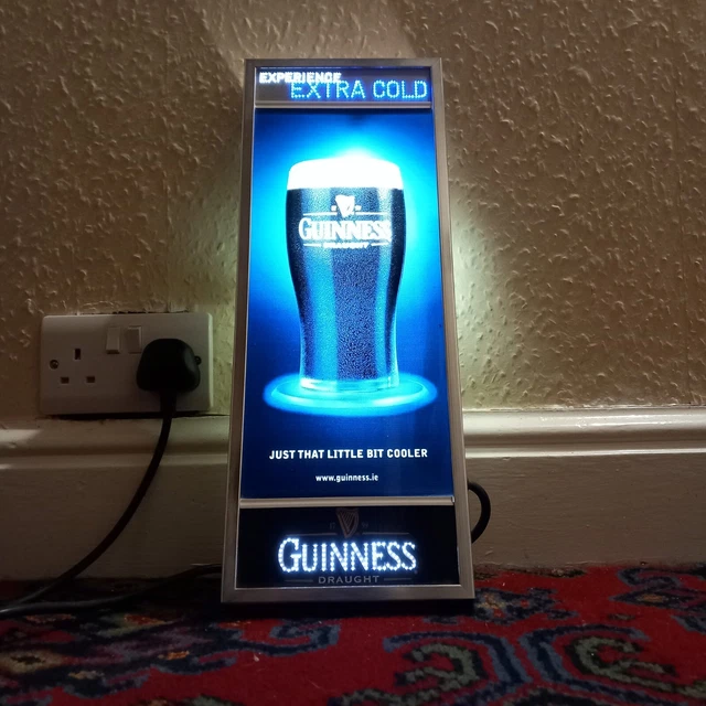 VINTAGE GUINNESS DRAUGHT Extra Cold Light Up Advertising Flashing Sign ...
