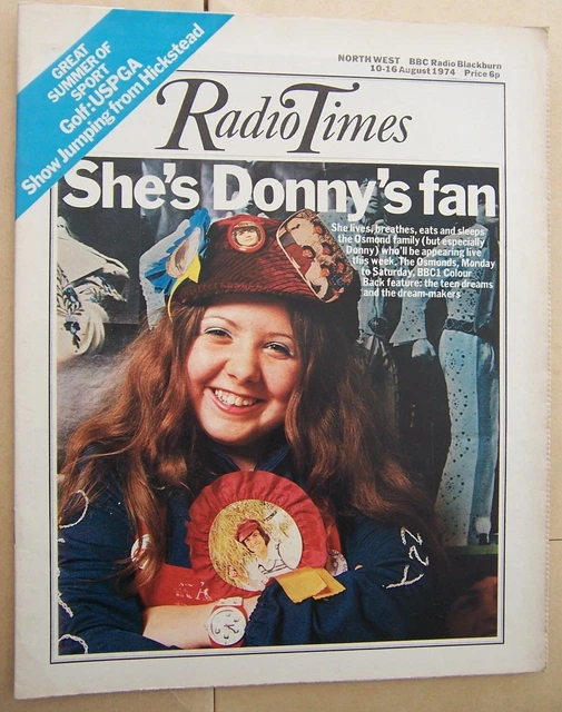 RADIO TIMES/1974/DONNY OSMOND/GARY Glitter/David Cassidy/Max Ernst ...