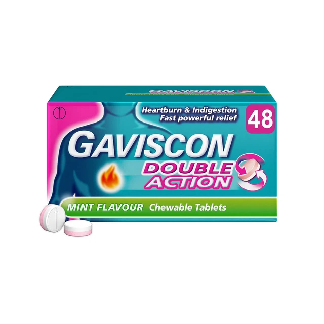 GAVISCON DOUBLE ACTION, Chewable tablets, Mint Flavour, flavour, 48 ...